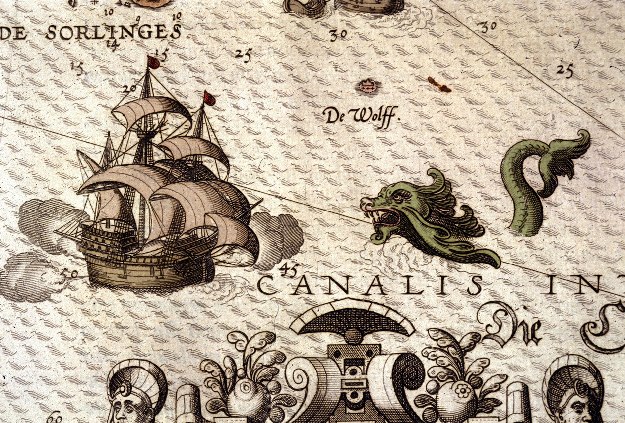 A marine monster attacking a galleon (detail)