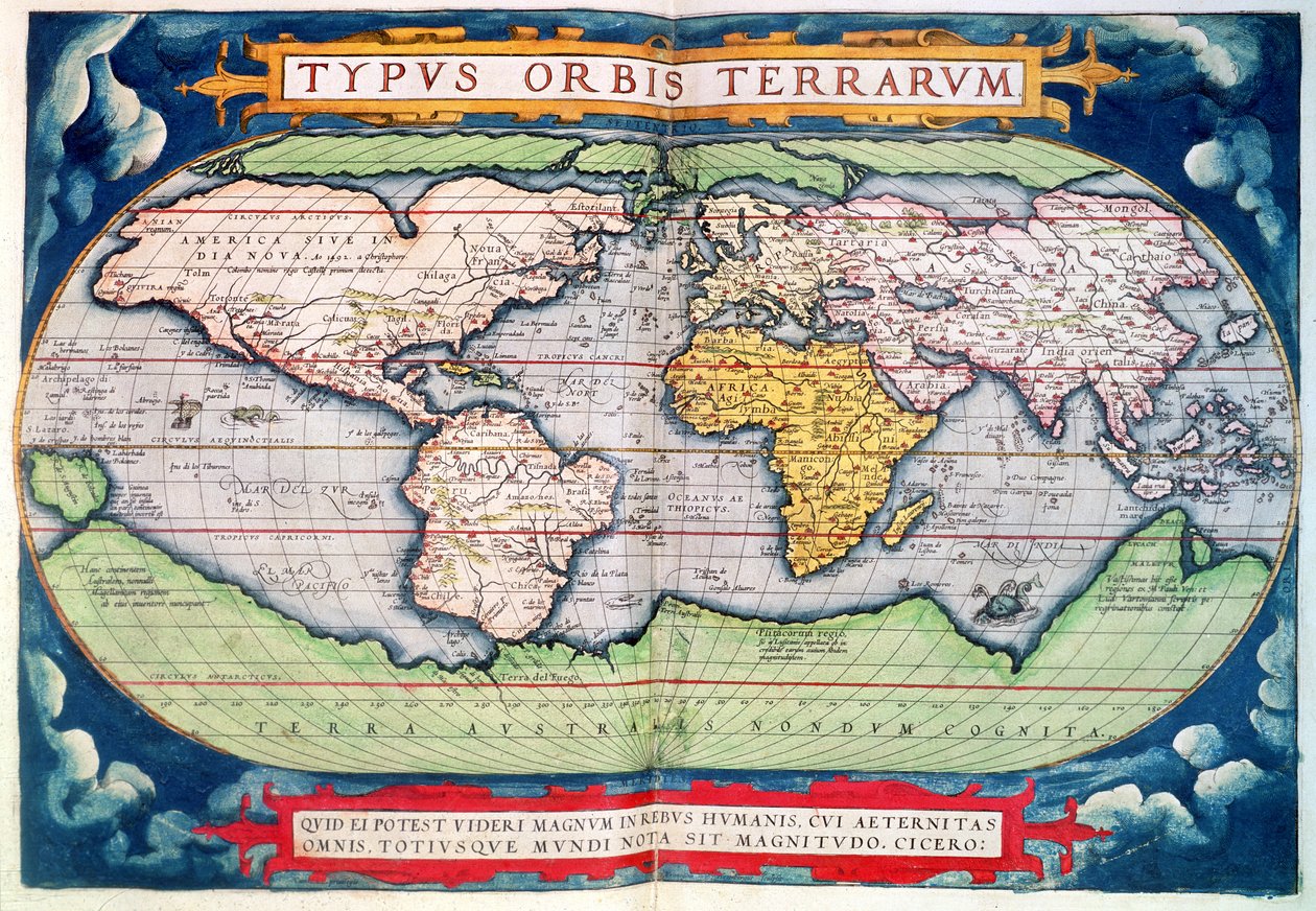 Map of the world: 'Typus Orbis Terrarum', from Ortelius's 'Americaesive ...