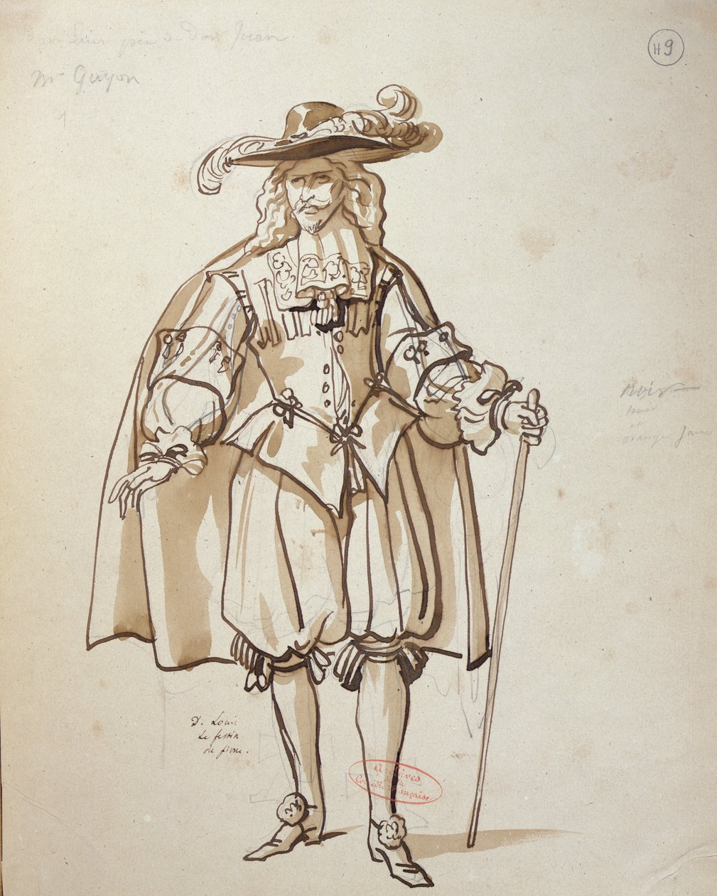 Costume design for an 1847 production of 'Don Juan' by Moliere at the ...