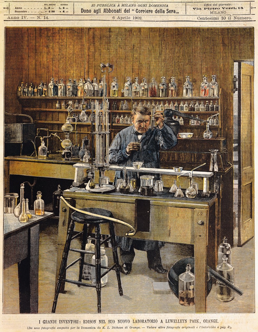 The American inventor Thomas Ava Edison in his new laboratory at ...