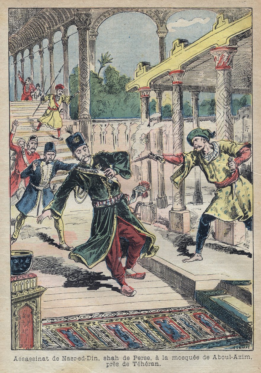 Assassination of Nasser Ed Din, Shah of Persia in 1896 - Illustration ...