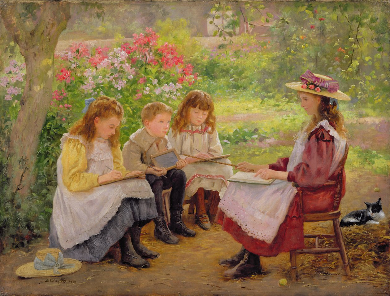 Lesson in the Garden by Ada Shirley Fox: Fine art print