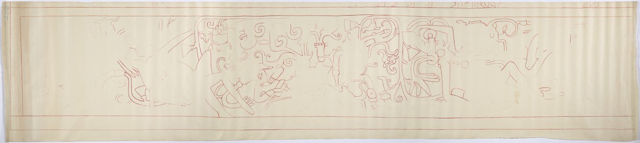 Outline Tracing of a Wall Painting from the West Wall, Upper Temple of ...