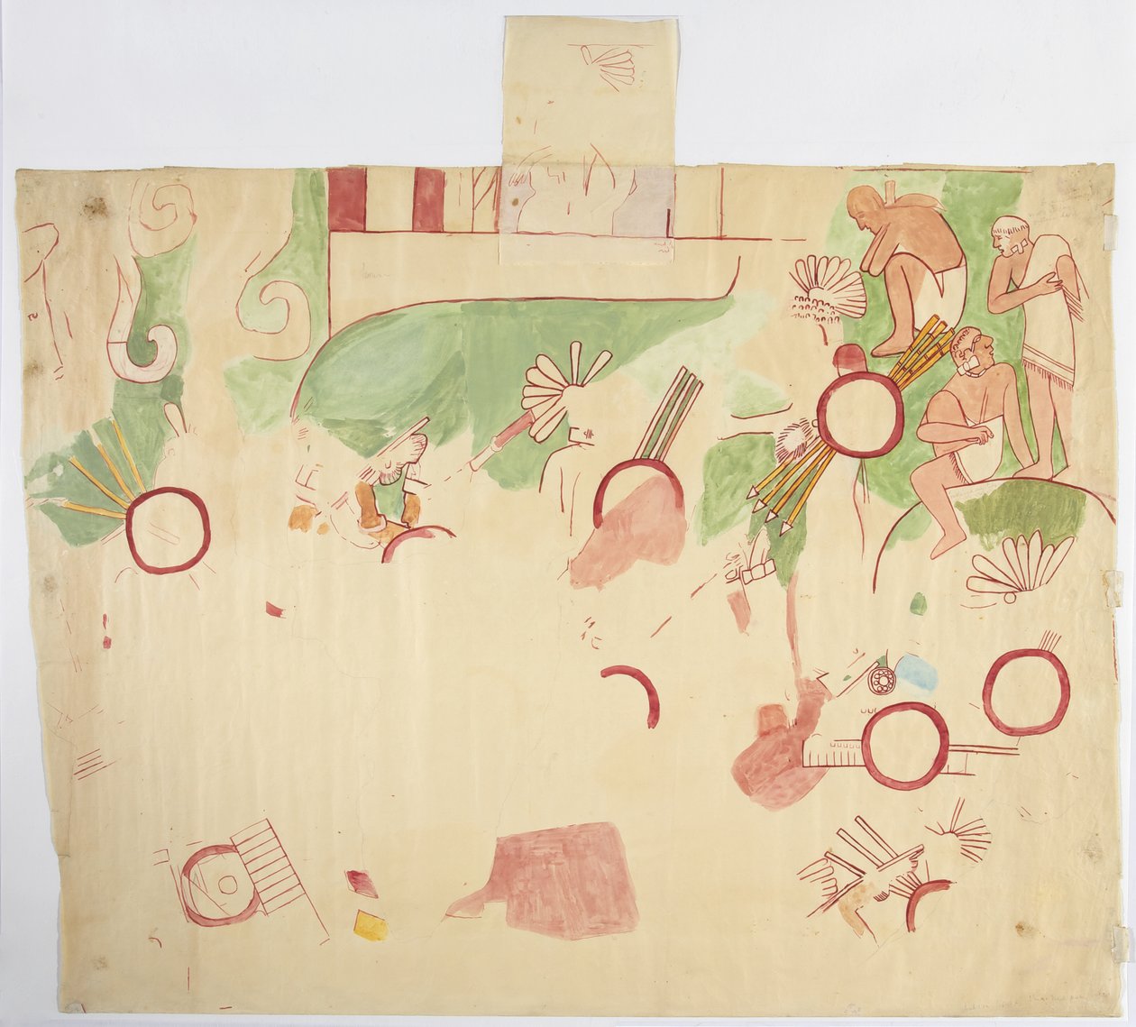 Painting from the east wall, Upper Temple of the Jaguars, Chichen Itza ...
