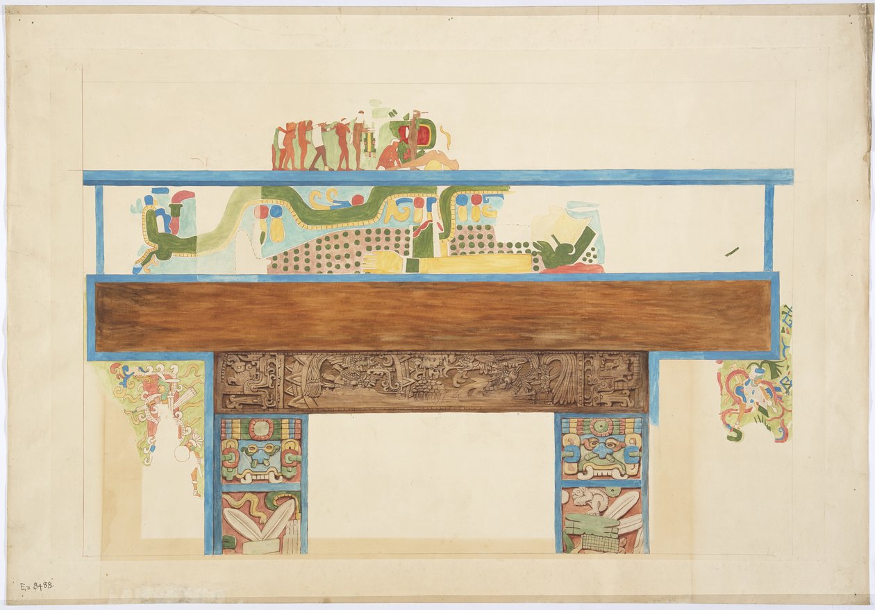Quarter scale copy of a wall painting west wall, Upper Temple of the ...