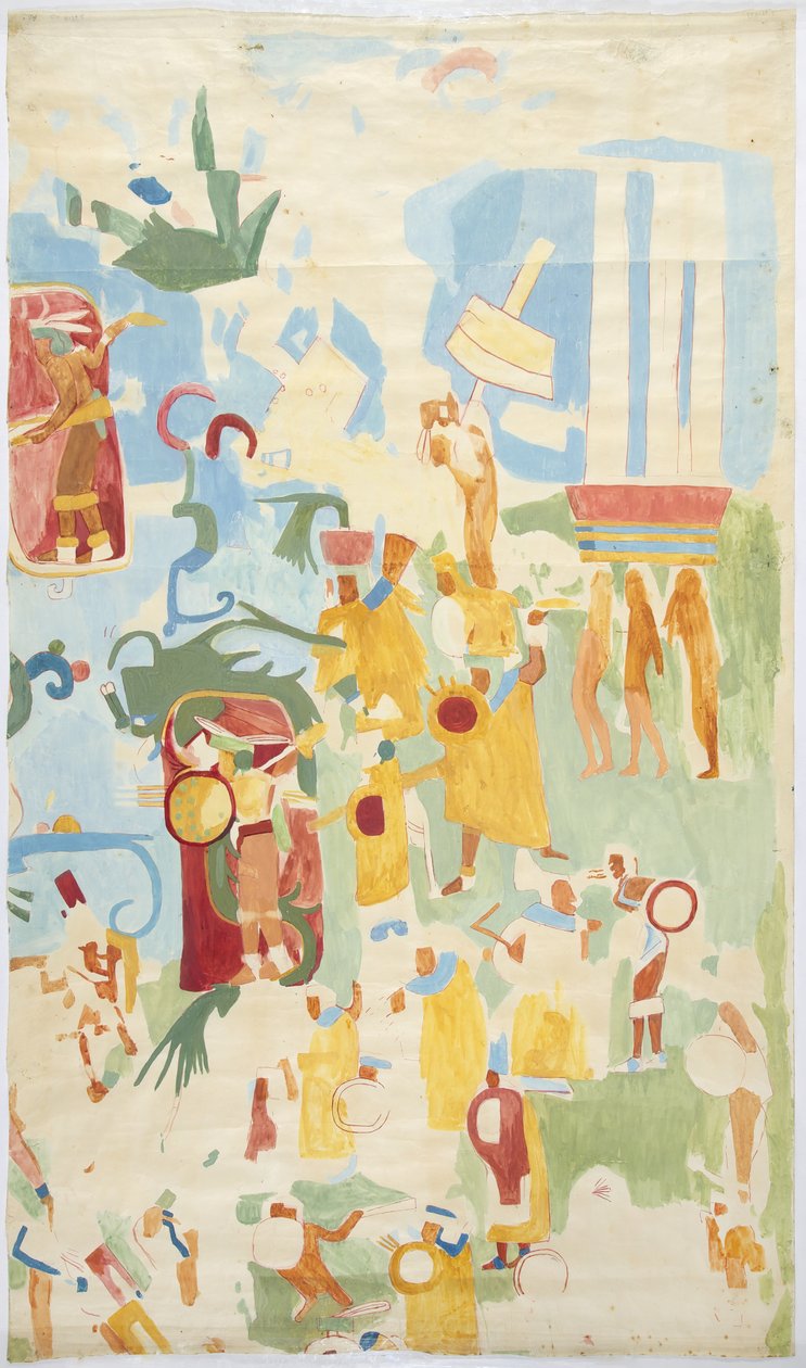 Tracing of a wall painting North wall of inner chamber, Upper Temple of ...