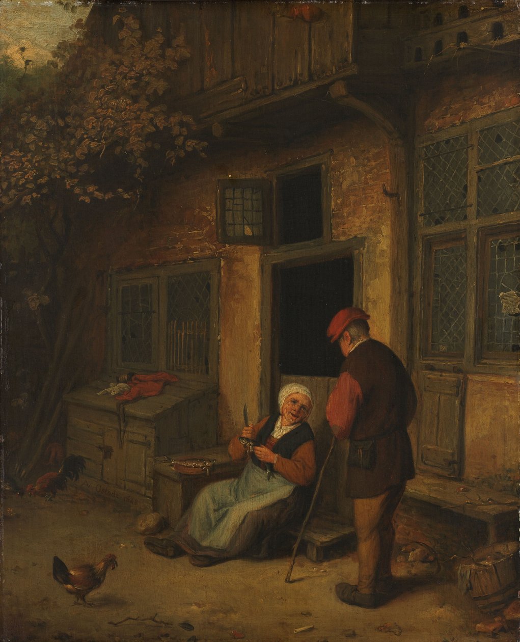 A Woman Gutting Herrings in Front of her House