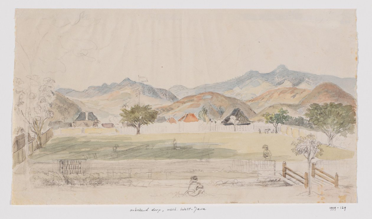 Landscape and View of Houses and Village Square, West Java