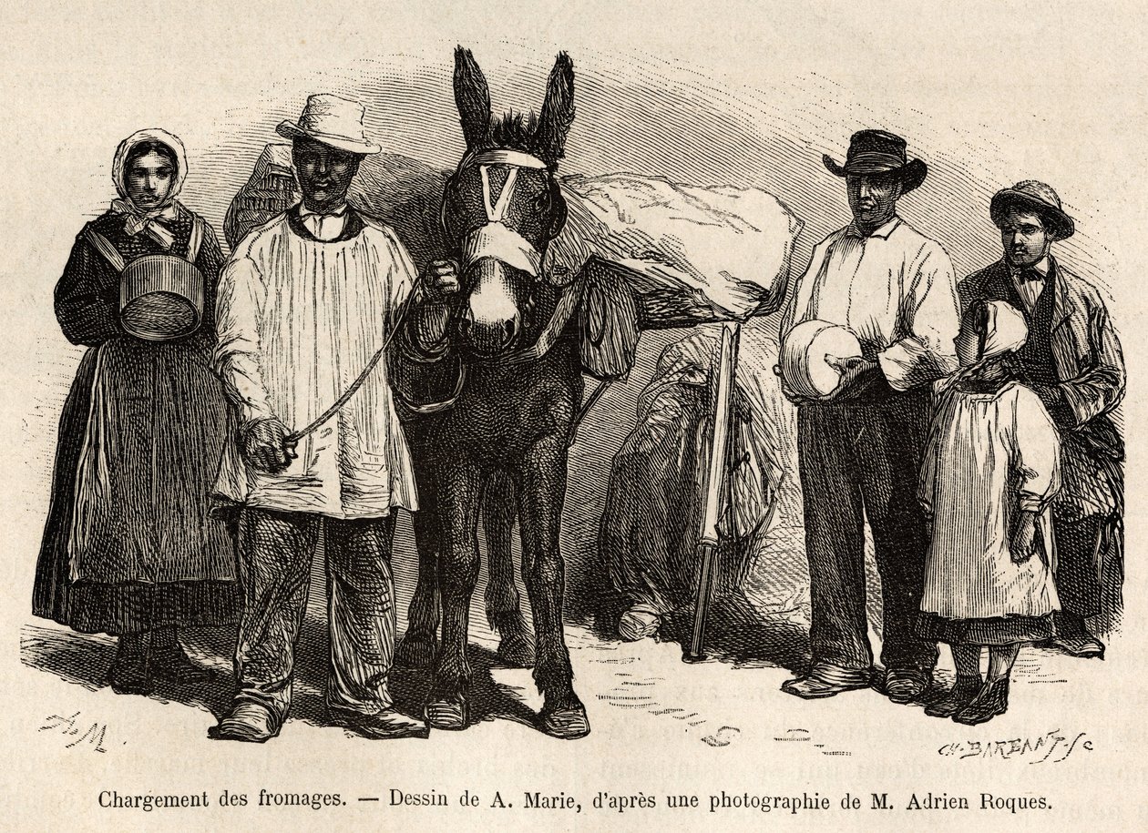 Loading of Cheeses on the Back of a Mule (engraving after a drawing by ...