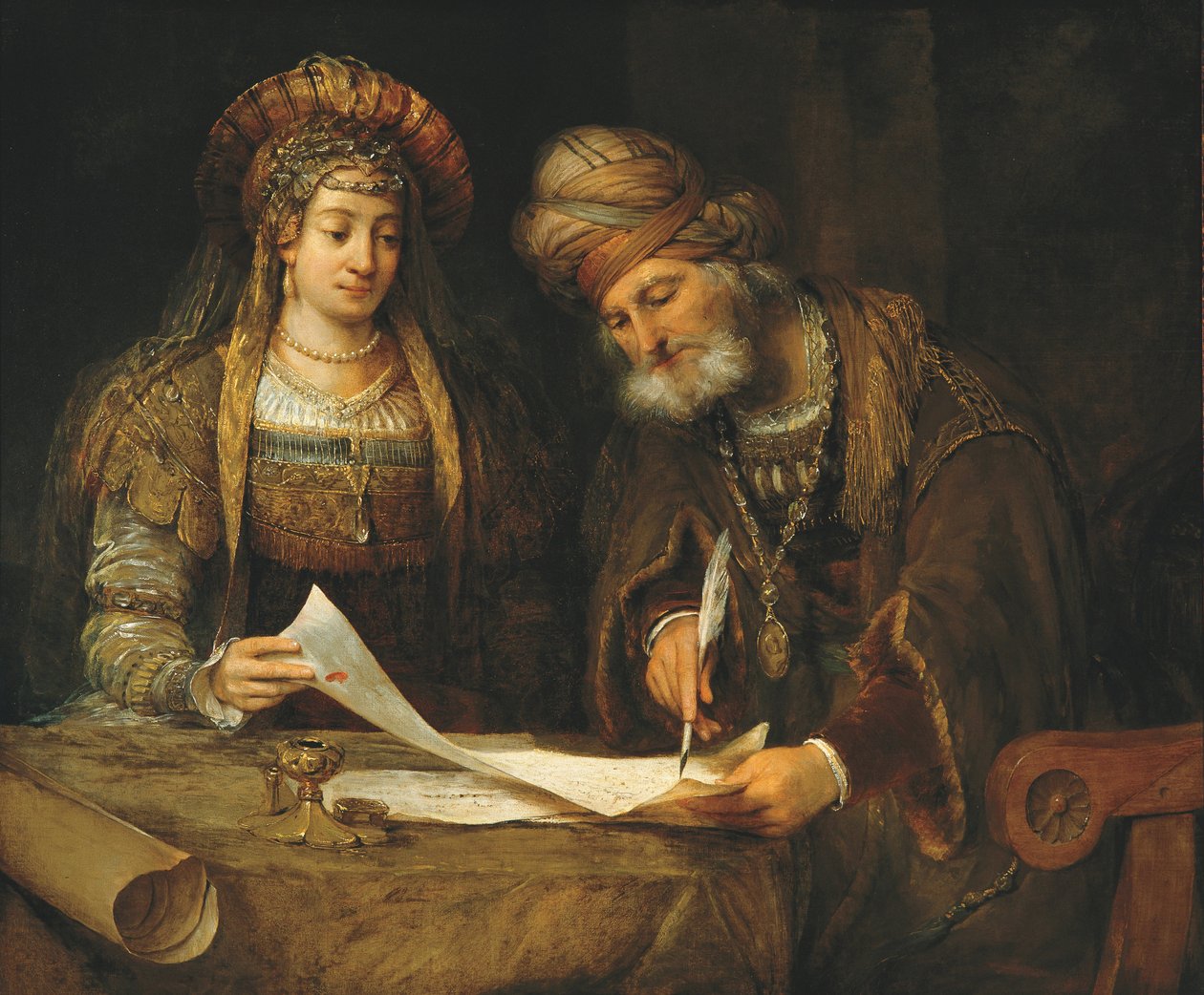 Esther and Mordecai Writing the First Letter of Purim