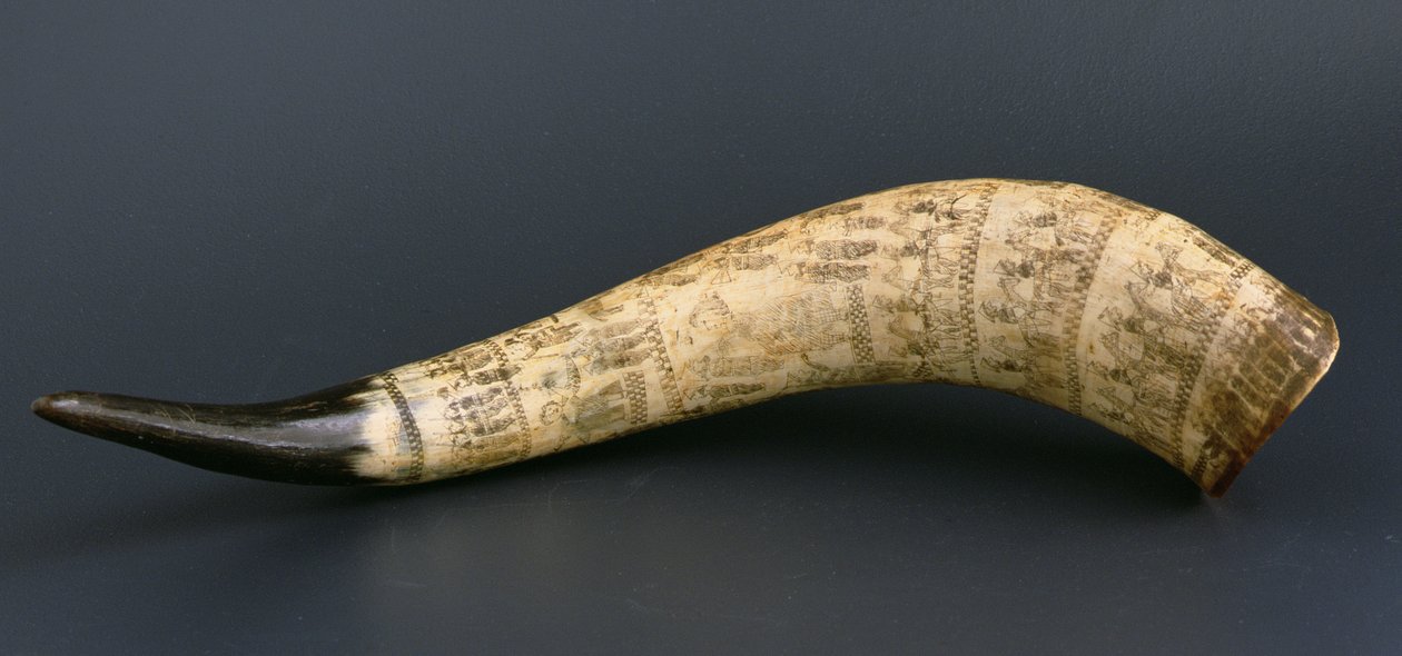 Cow Horn Engraved with Scenes of the Anglo-Zulu War, North Nguni South ...