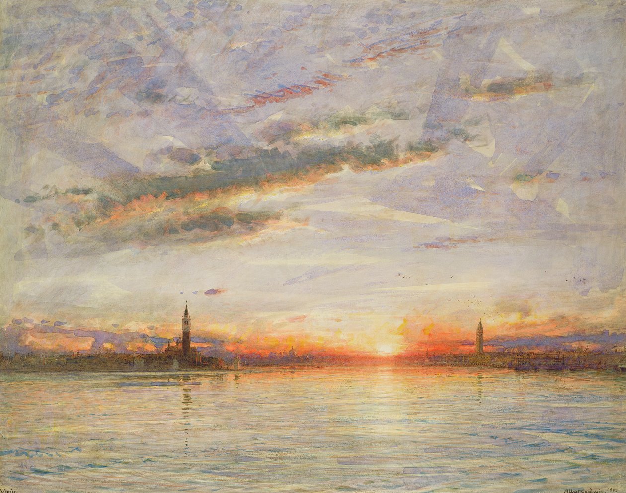 Sunset, Venice by Albert Goodwin: Premium art reproduction