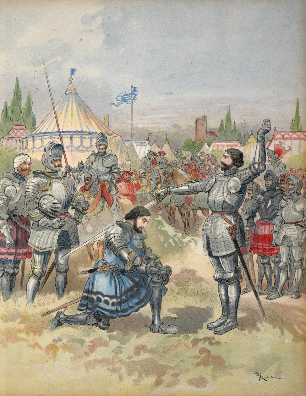 Bayard knighting Francis I, illustration from 'Francois Ier: Le Roi ...