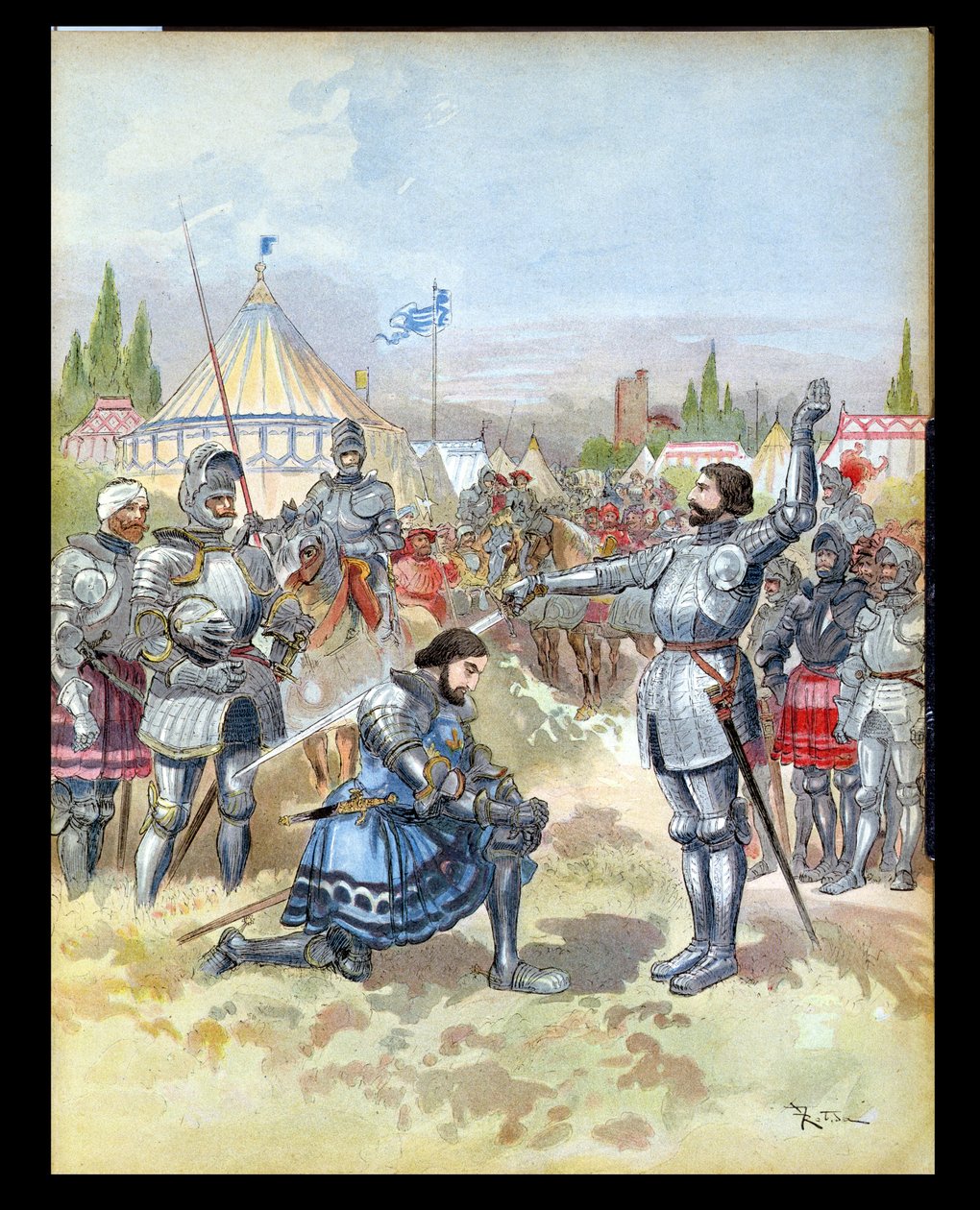 Pierre du Terrail Chevalier de Bayard knighting Francis I