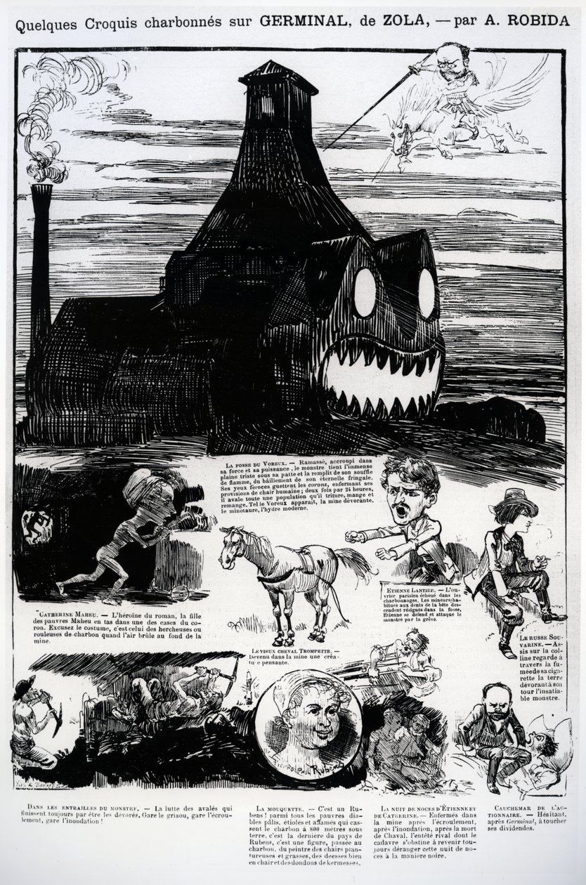 Some sketches from 'Germinal', novel by Emile Zola, from 'La Caricature ...