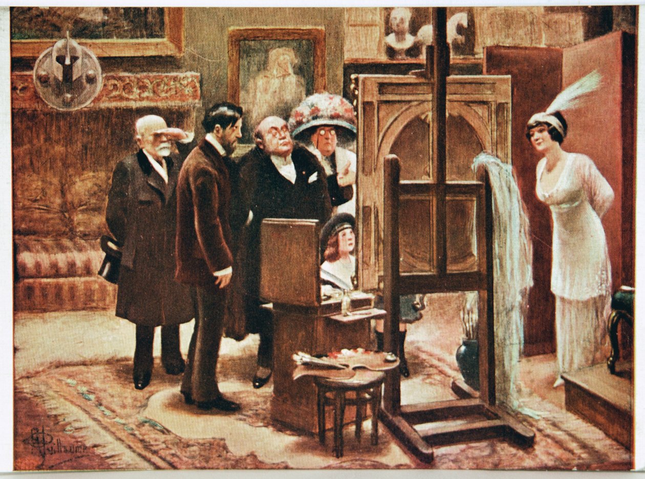Fine Arts. Painter showing his creation. Postcard by Alfred Guillaume ...