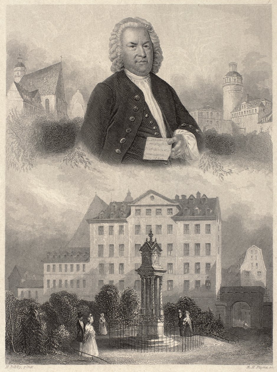 Portrait of Johann Sebastian Bach, Bach's Monument and St. Thomas ...