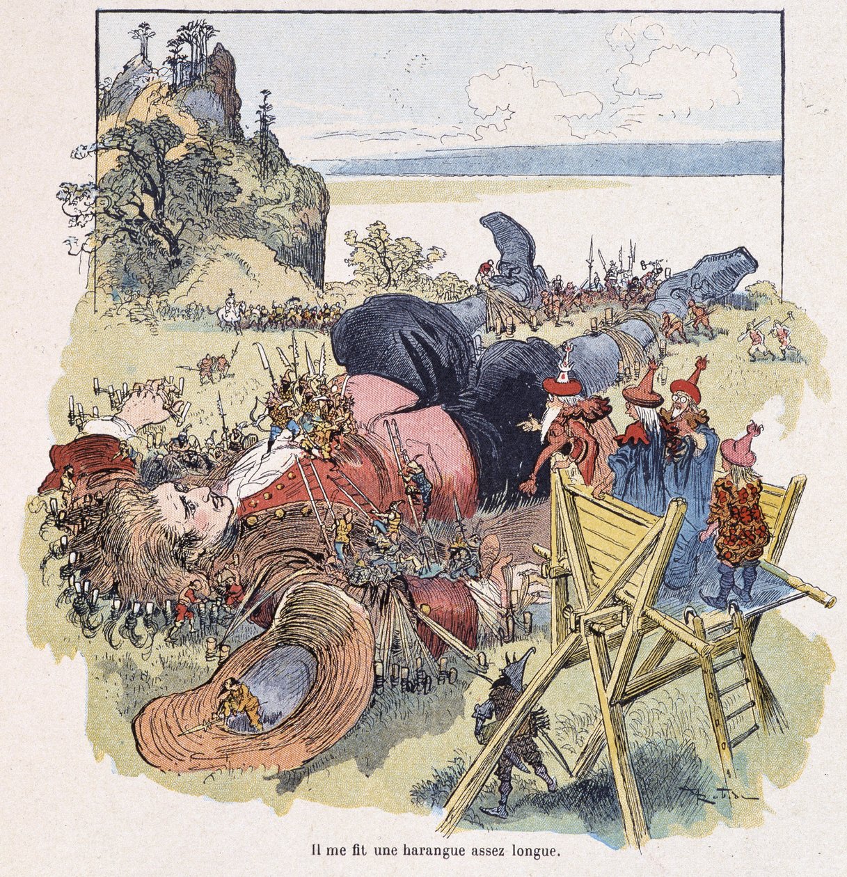 Gulliver Tied Up by the Lilliputians - in 'Gulliver Voyages' by Swift ...