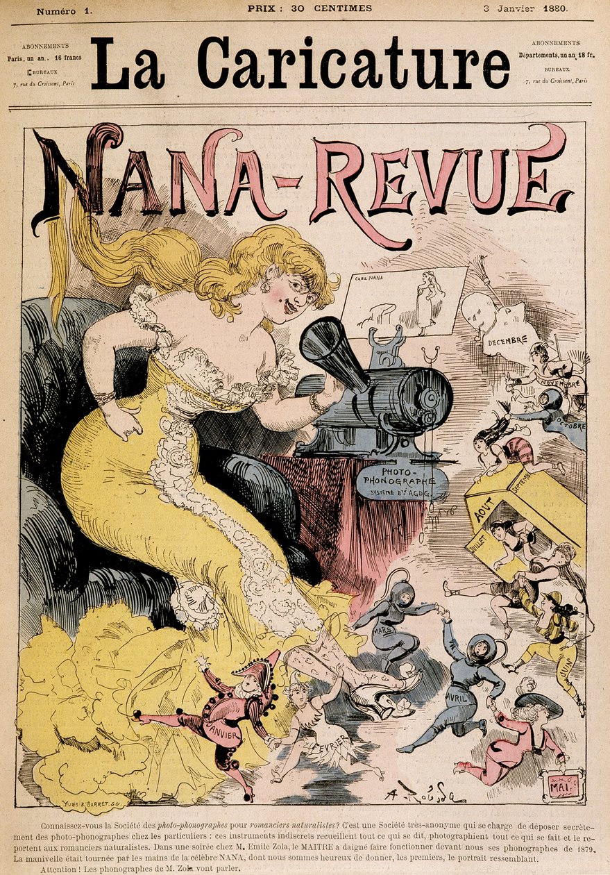 Nana-Revue: Cartoon About Zola and Her Work 'Nana' by Robida - in 'La ...