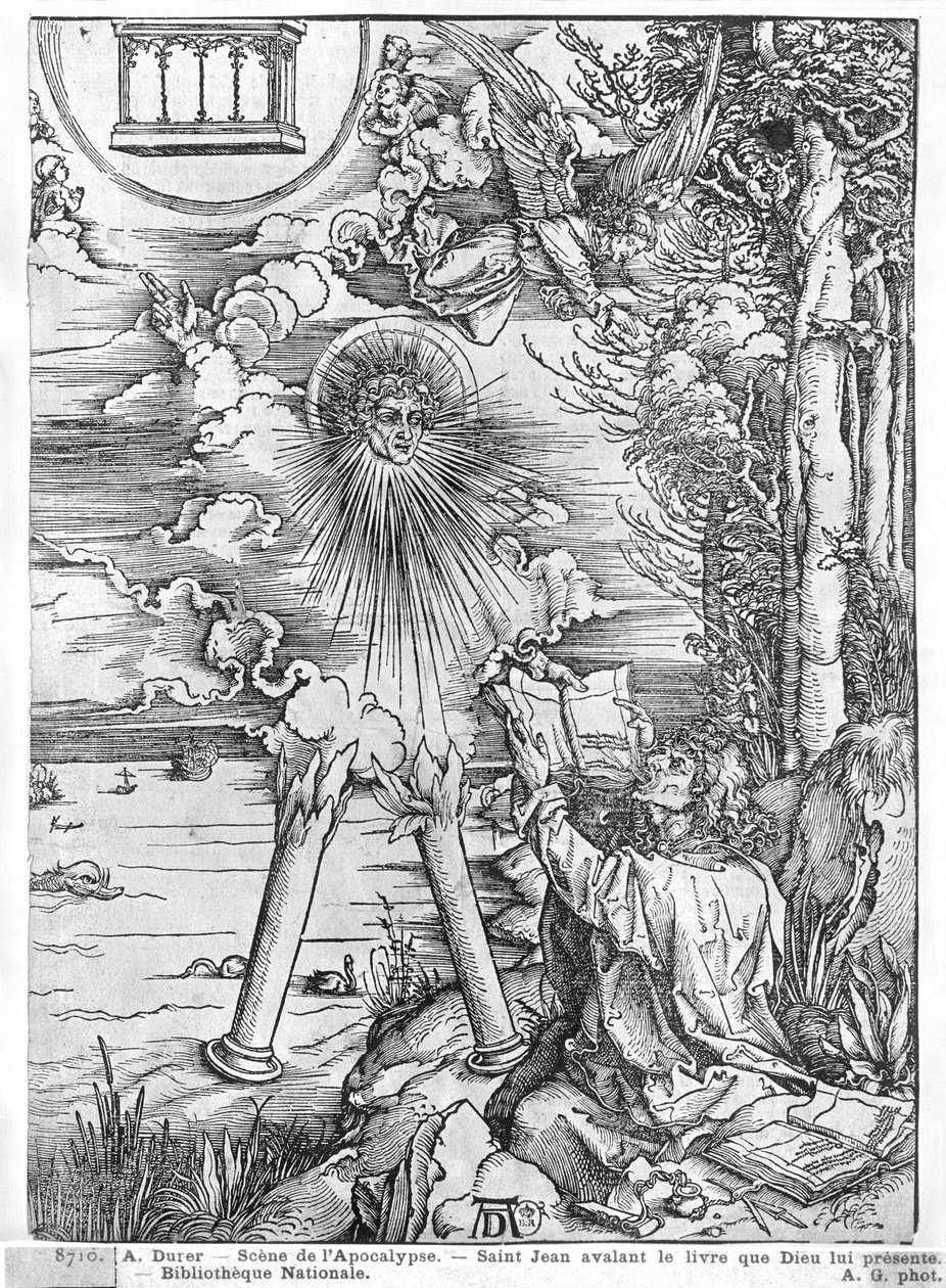 Scene from the Apocalypse, St. John devouring the Book, Latin edition, 1511