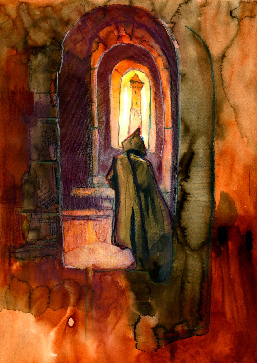 A monk in a haunted castle by Alessandro Lonati