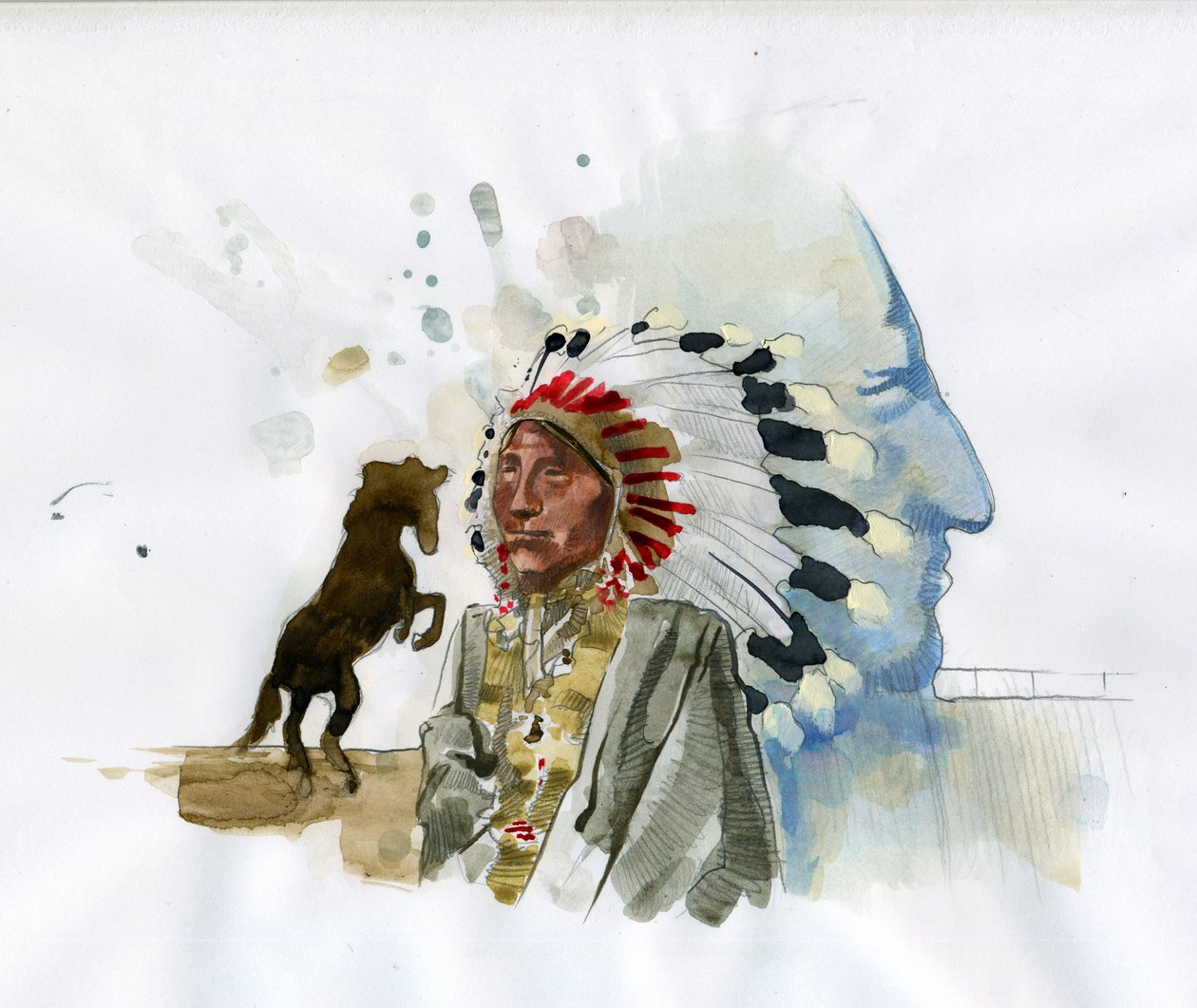 Portrait of Native American war leader Crazy Horse (1840-1877)