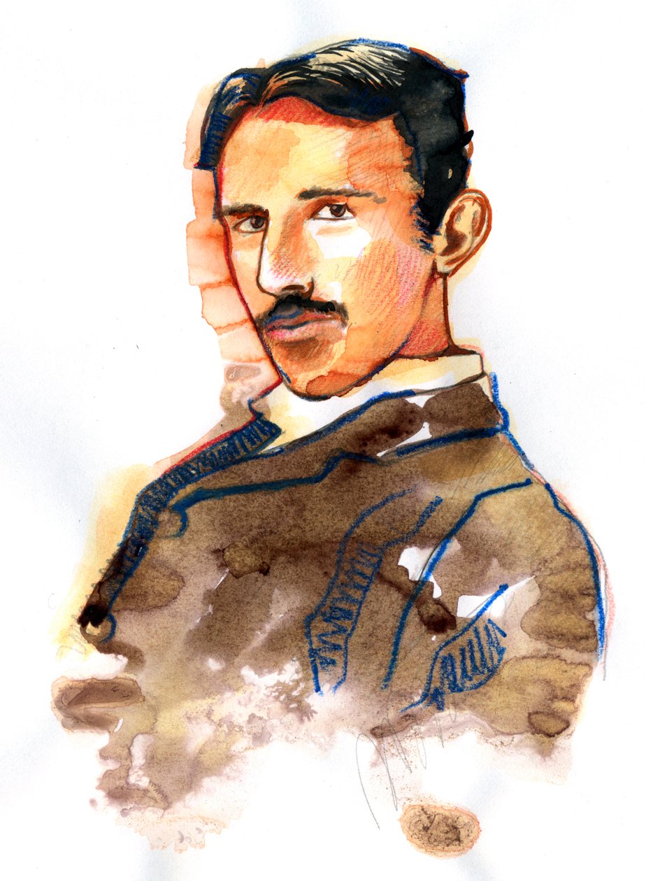 Portrait of Nikola Tesla by Alessandro Lonati