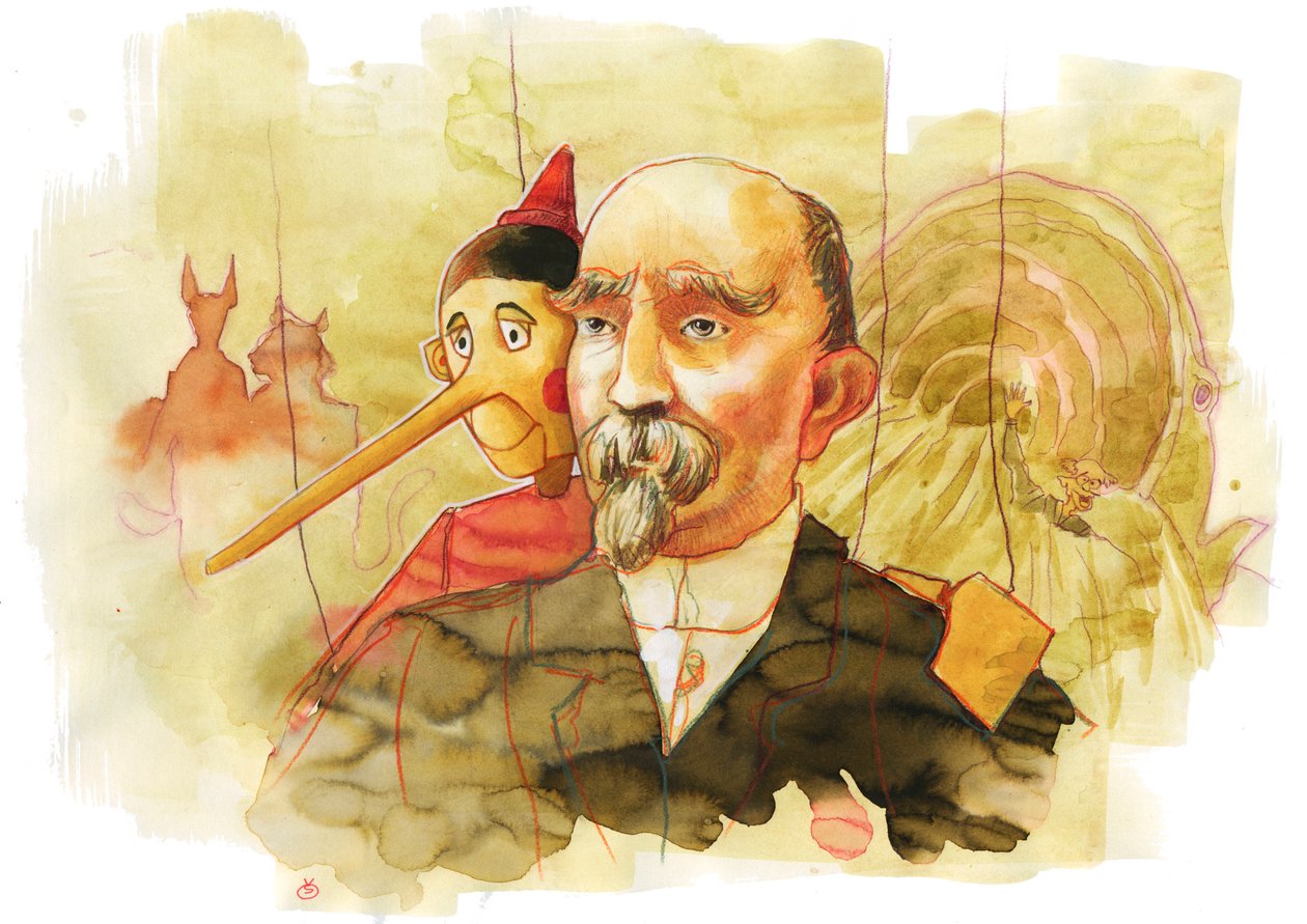 Portrait of the Italian writer Carlo Collodi (1826-1890) author of the ...