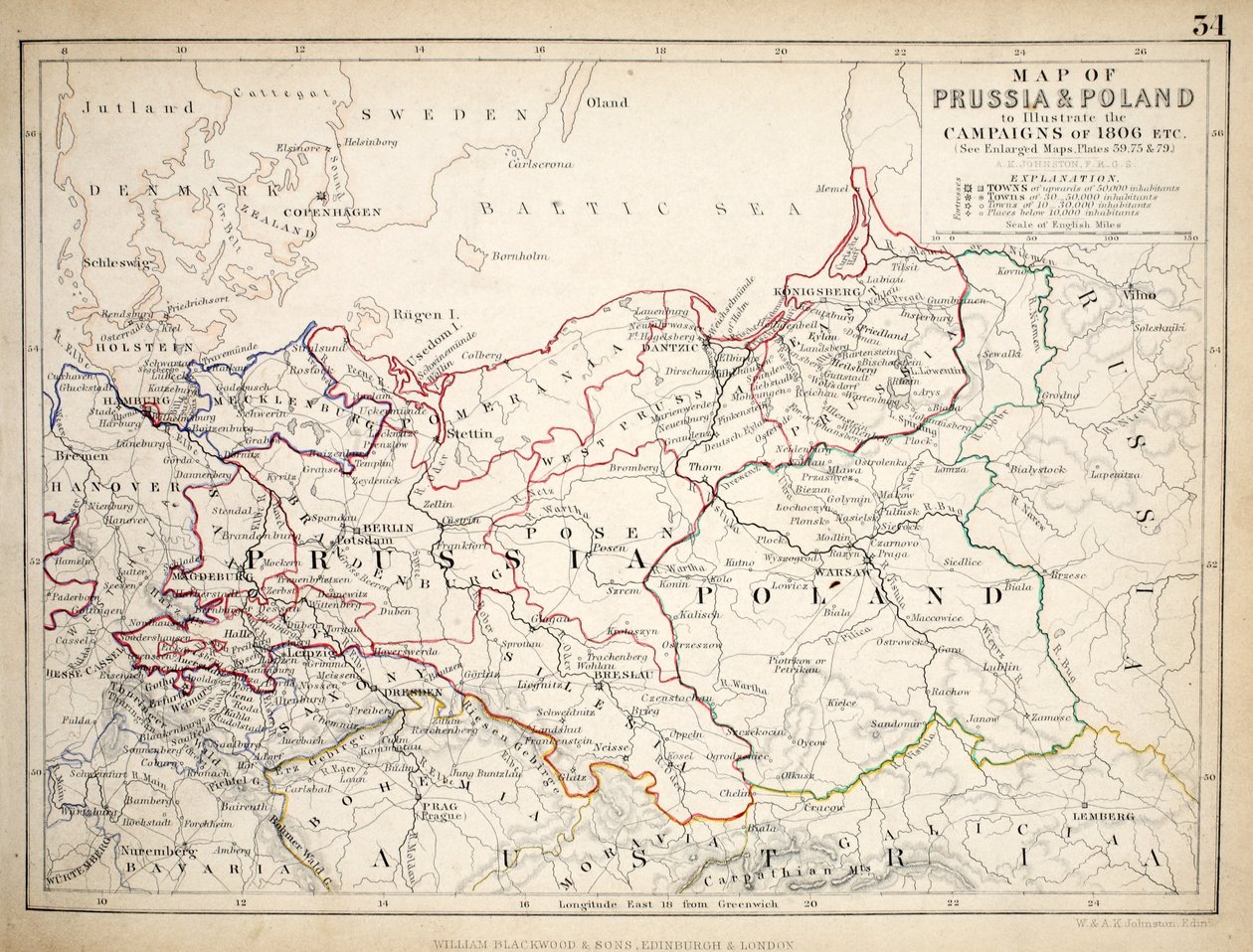Map of Prussia and Poland, published by William Blackwood and Sons ...
