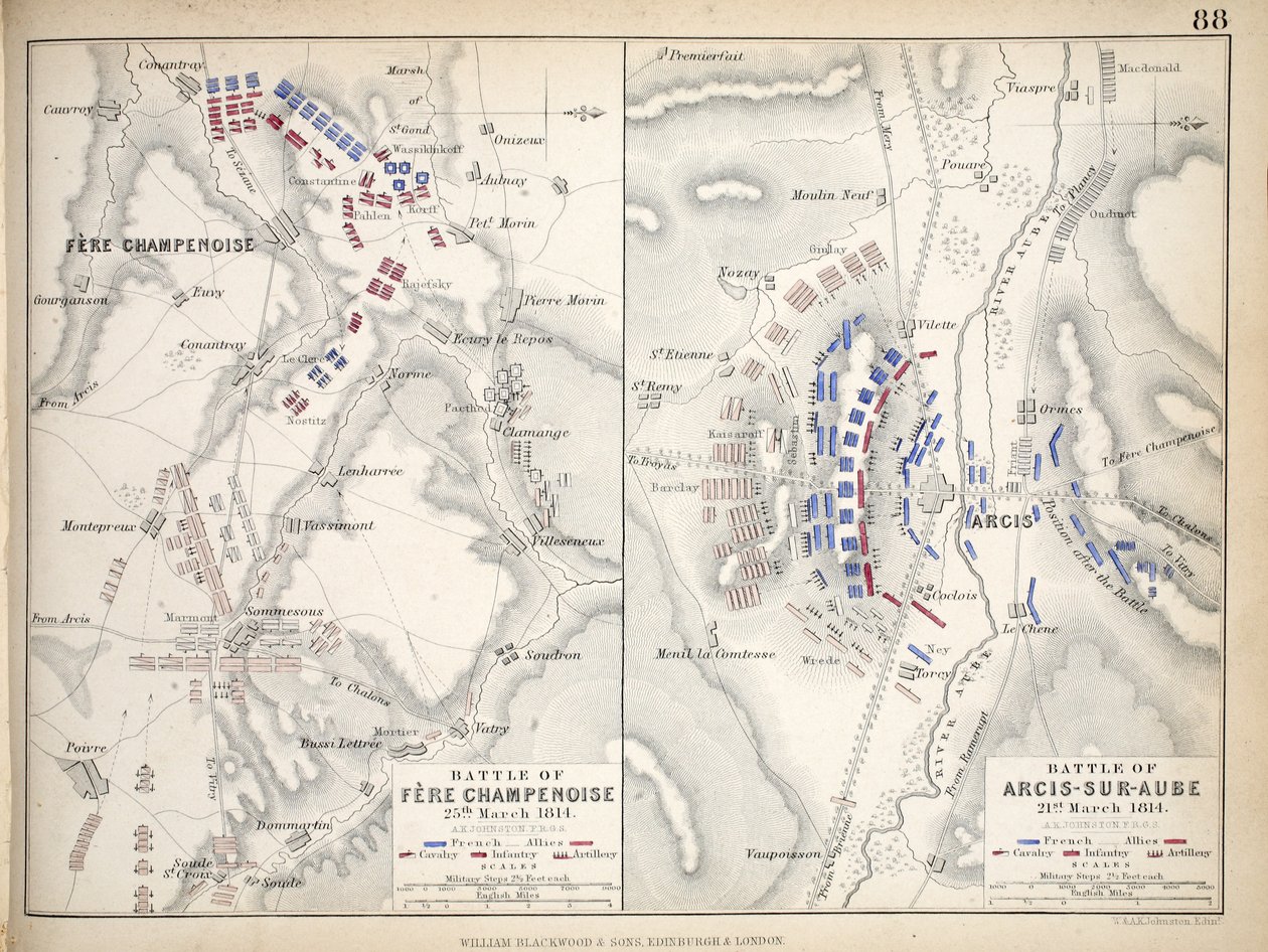Map of the Battle of Fere Champenoise and the Battle of Arcis-Sur-Aube ...