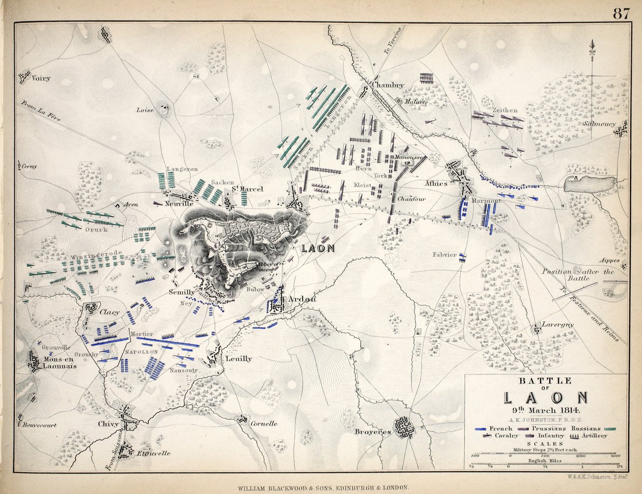 Map of the Battle of Laon, published by William Blackwood and Sons ...
