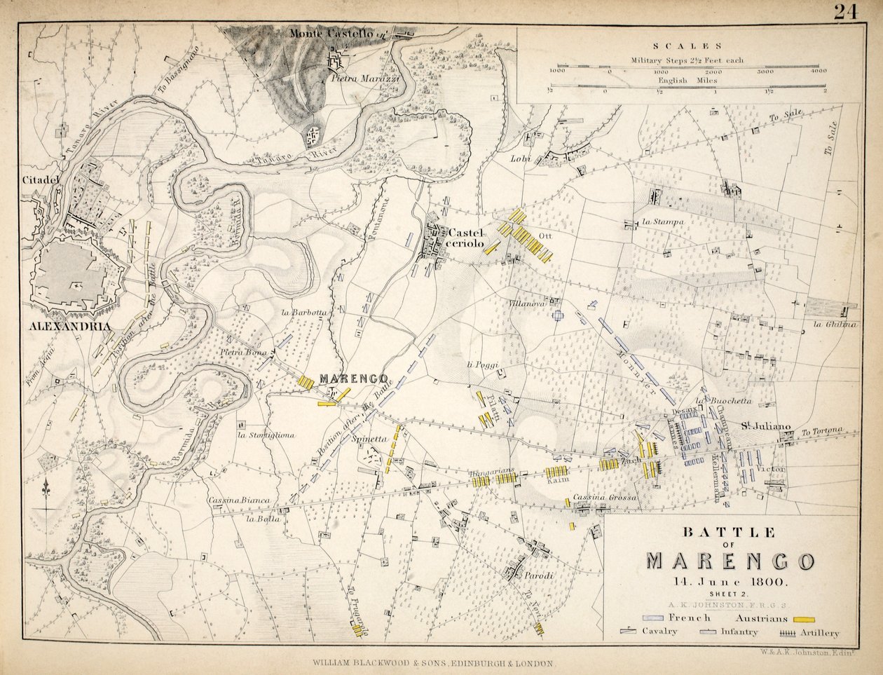 Map of the Battle of Marengo, published by William Blackwood and Sons ...