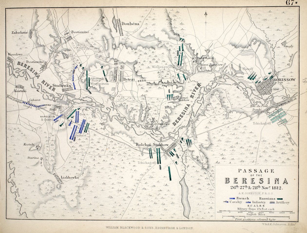 Map of the Passage of the Beresina, published by William Blackwood and ...