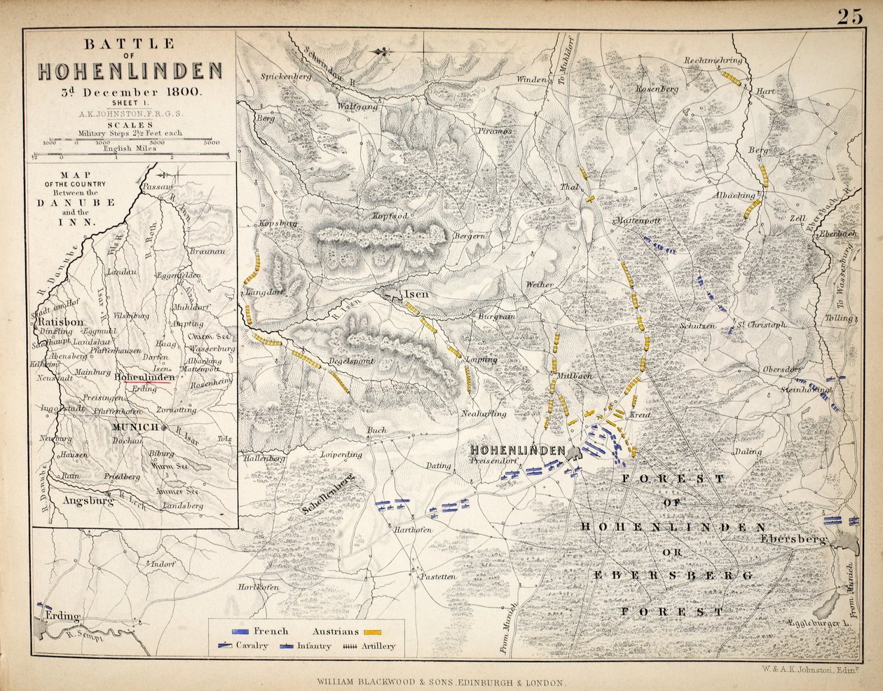 Map of the Battle of Hohenlinden, Published by William Blackwood and ...