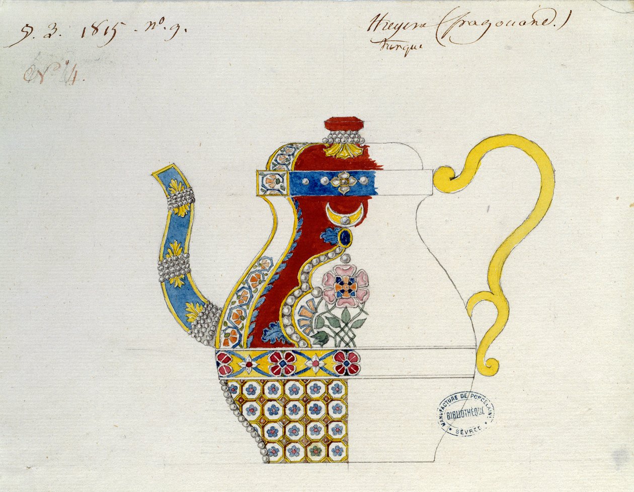 Turkish Theiere. Drawing by Alexandre Evariste Fragonard. Sevres ...