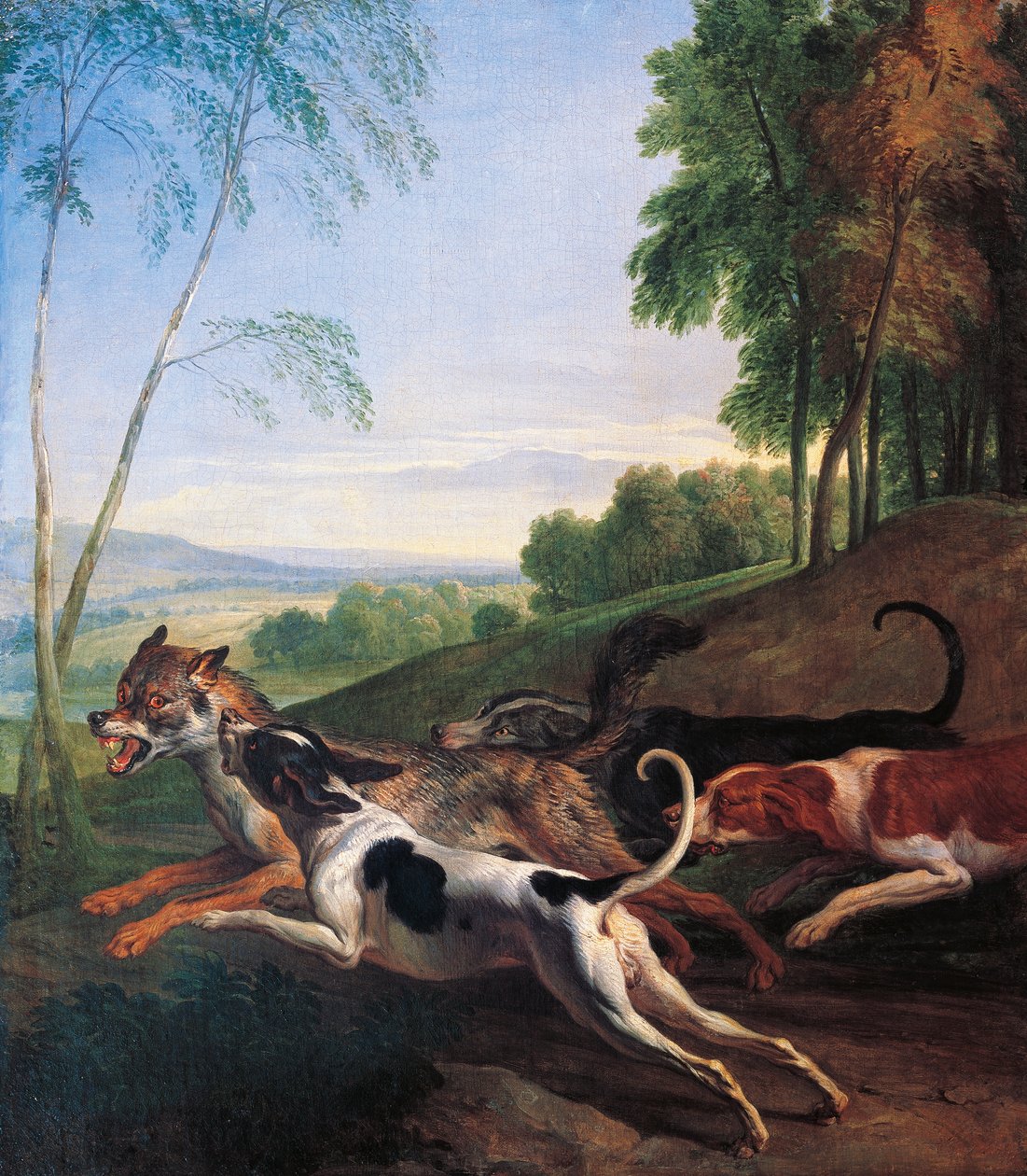 Wolf hunting by Alexandre-Francois Desportes: Fine art print