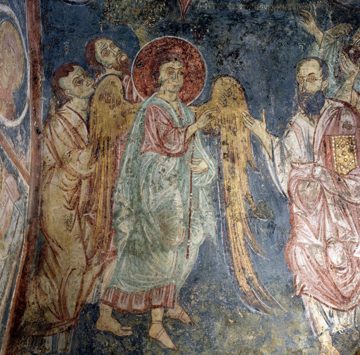 Angel, fresco in church of Alikampos, Crete, Greece