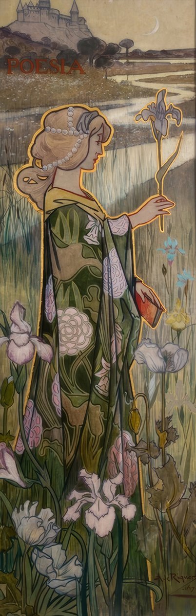 Allegory of Poetry by Alexandre de Riquer: Fine art print