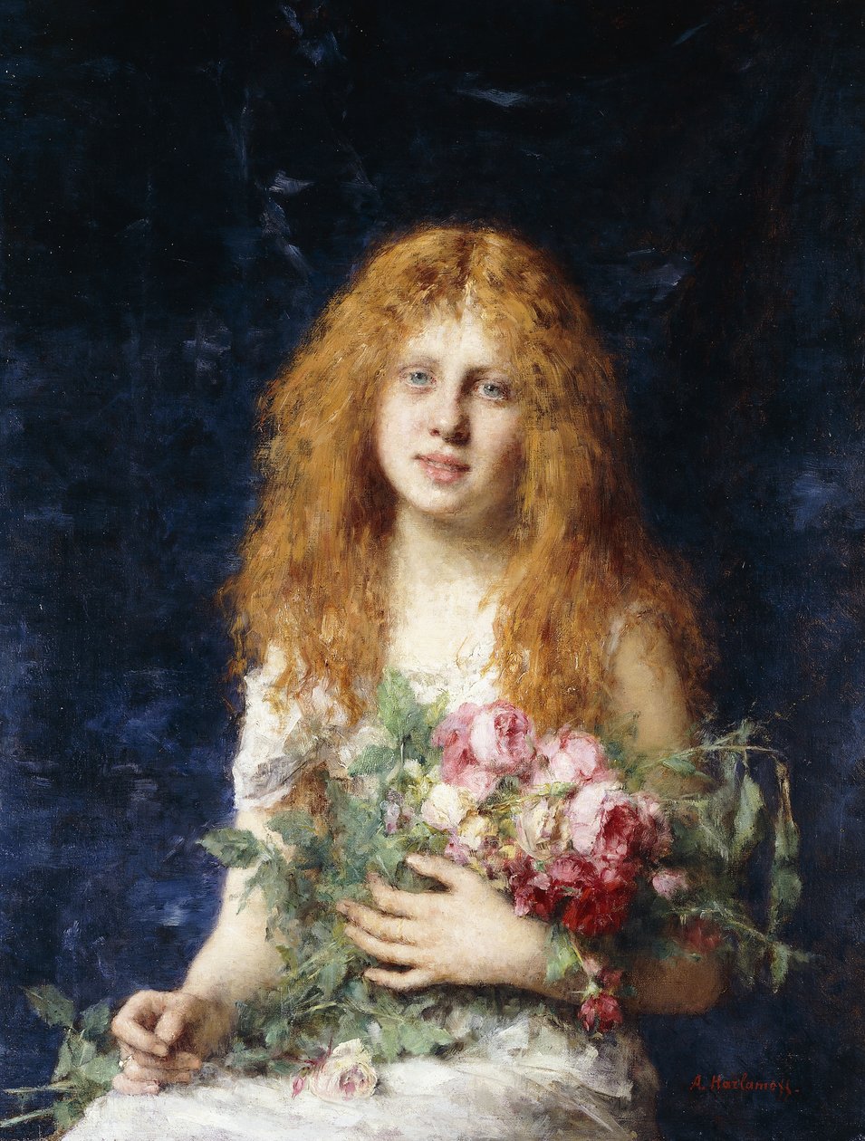 A Fair Rose by Alexei Alexevich Harlamoff: Fine art print