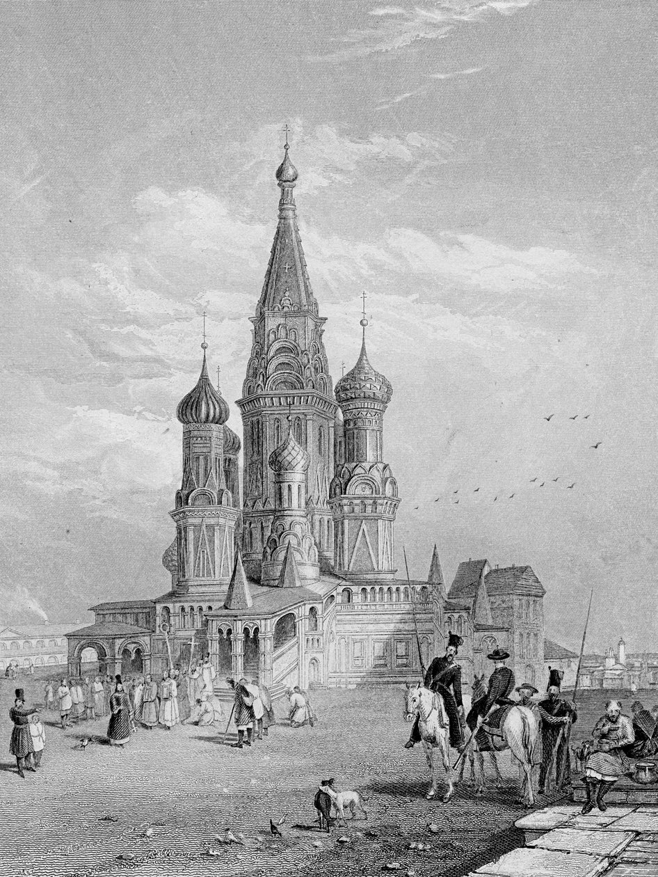 St. Basil's Cathedral, Moscow, engraved by Turnbull, 1835