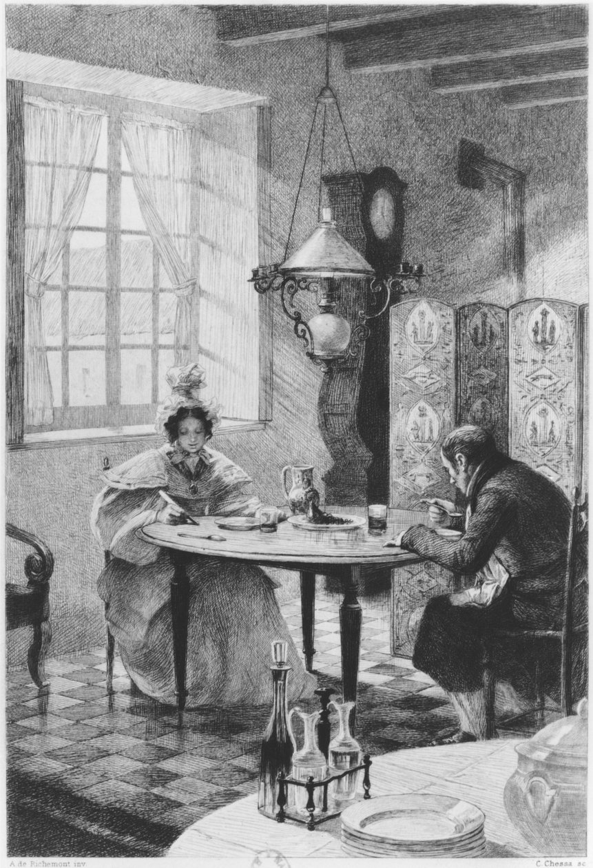 Emma and Charles Bovary, Illustration from 'Madame Bovary' by Gustave ...