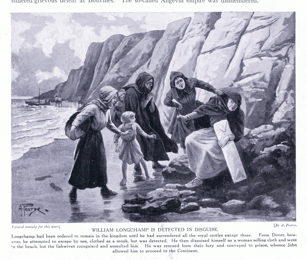 William Longchamp is detected in disguise by Alfred Pearse