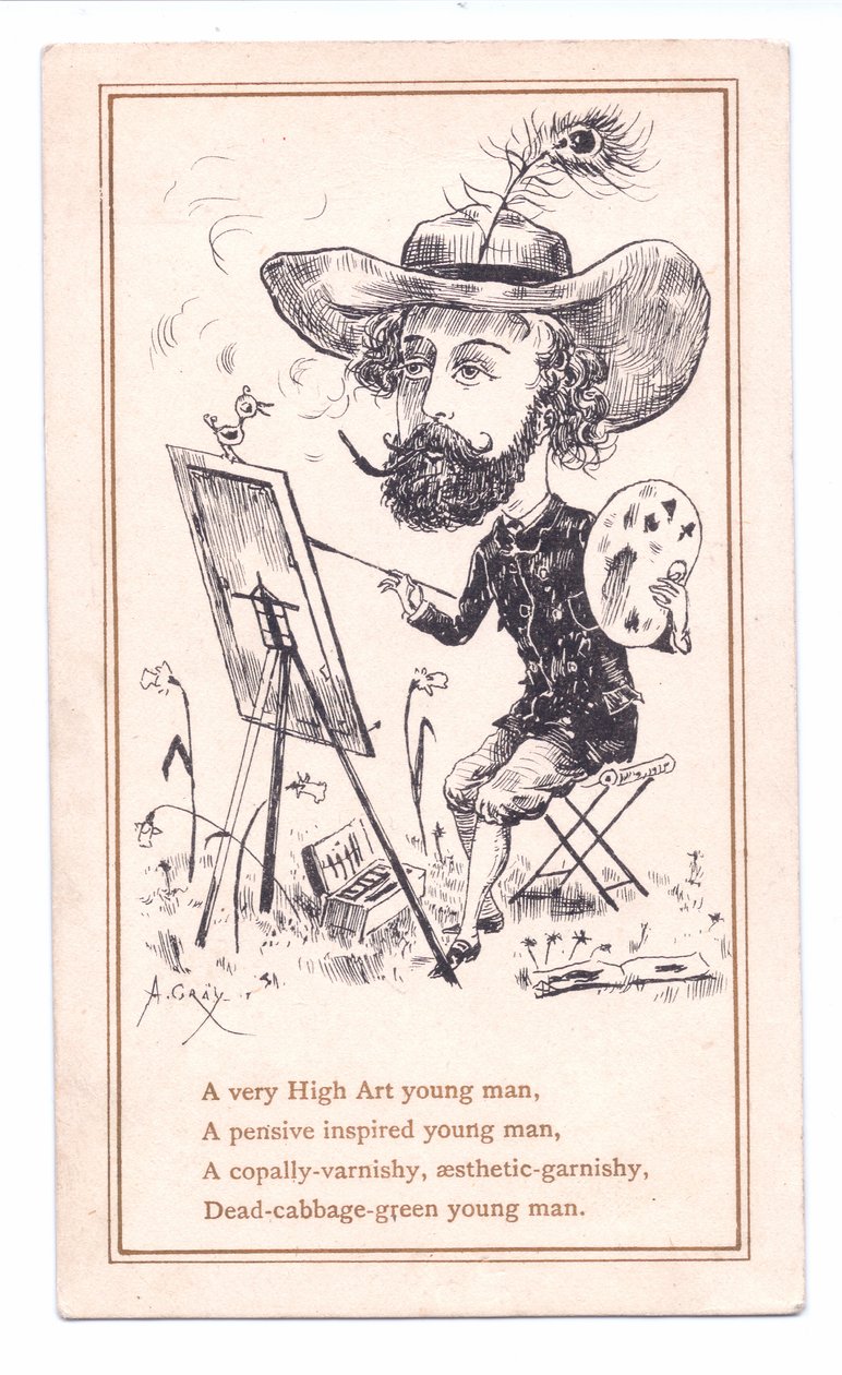 Victorian Greeting Card of an Aesthetic Artist Painting a Picture, c.1881