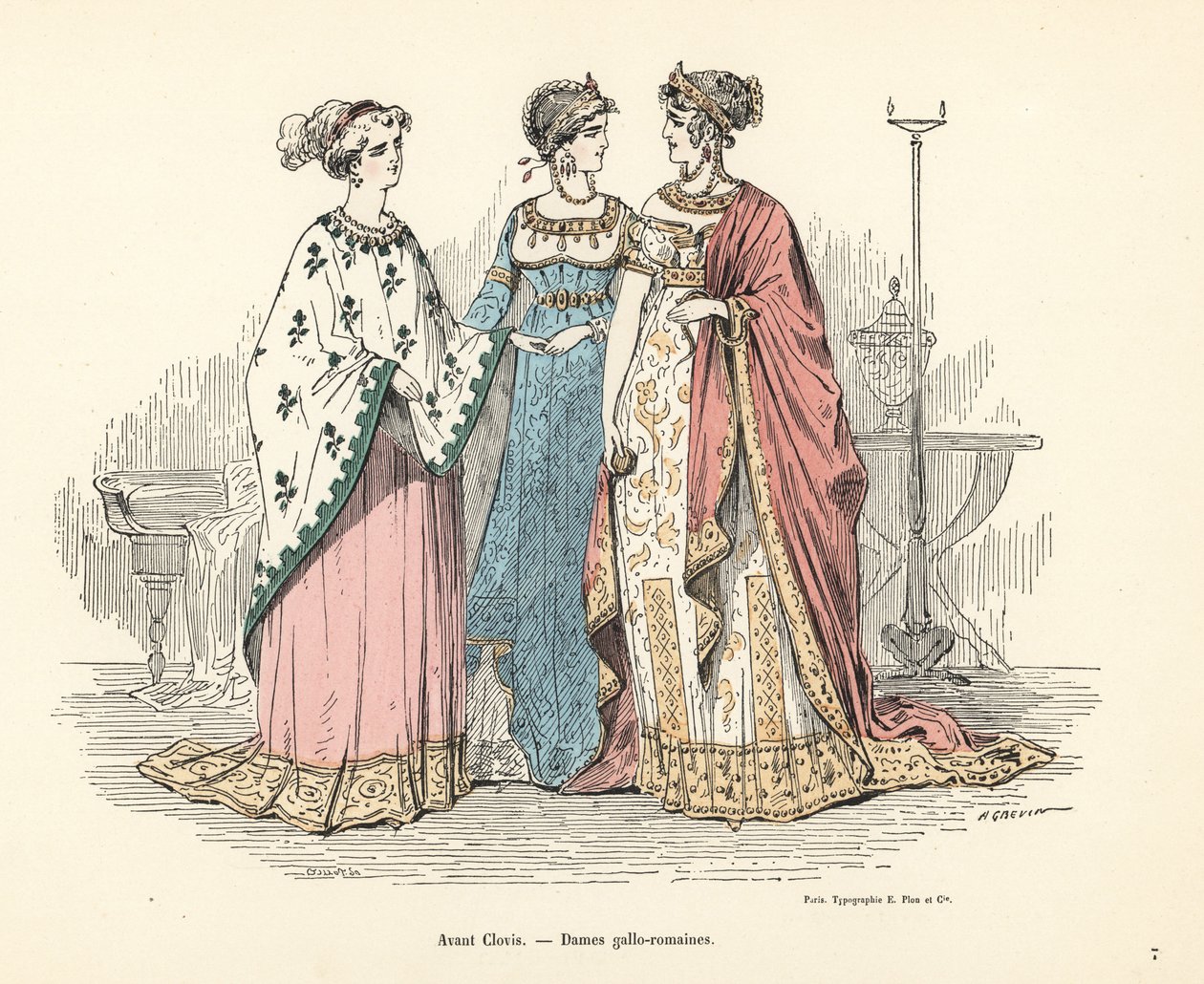 Costumes of Gallo-Roman women of the era before King Clovis I