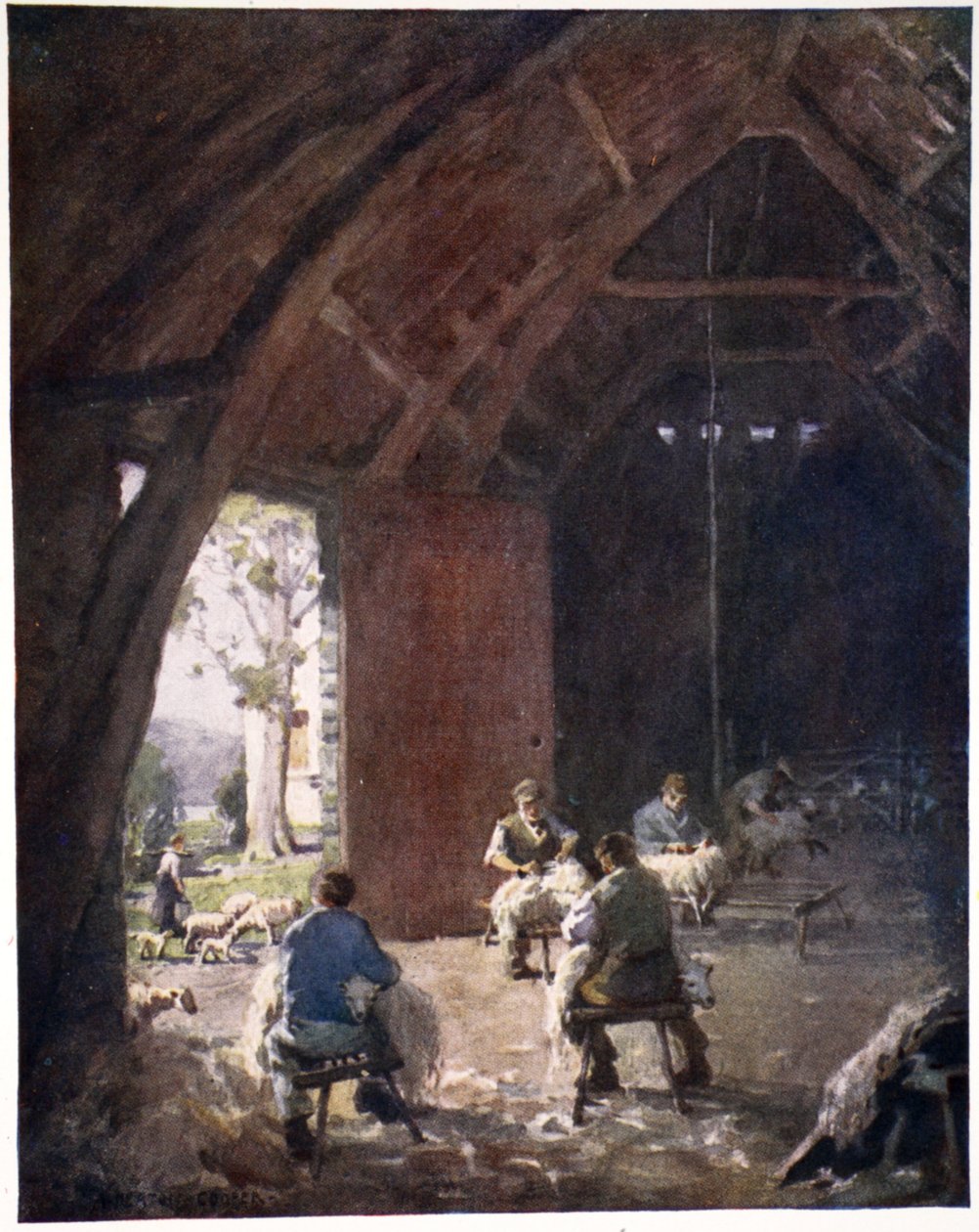 Sheepshearing, Esthwaite Hall Farm, from a portfolio of prints from the ...