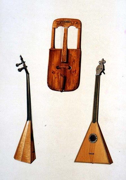 A Welsh Crwth and a Russian balalaika, from 'Musical Instruments'