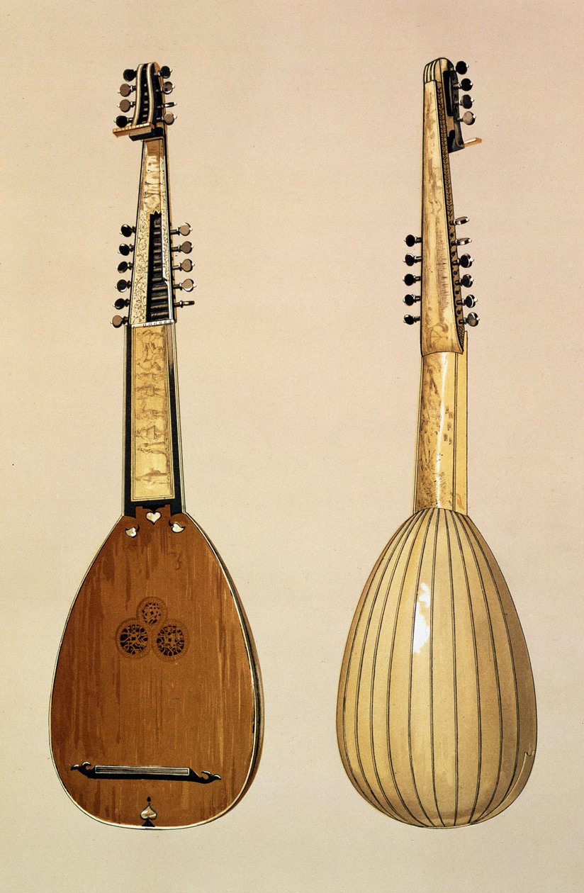 Theorbo, made by Giovanni Krebar, Padua, 1629, from 'Musical Instruments'