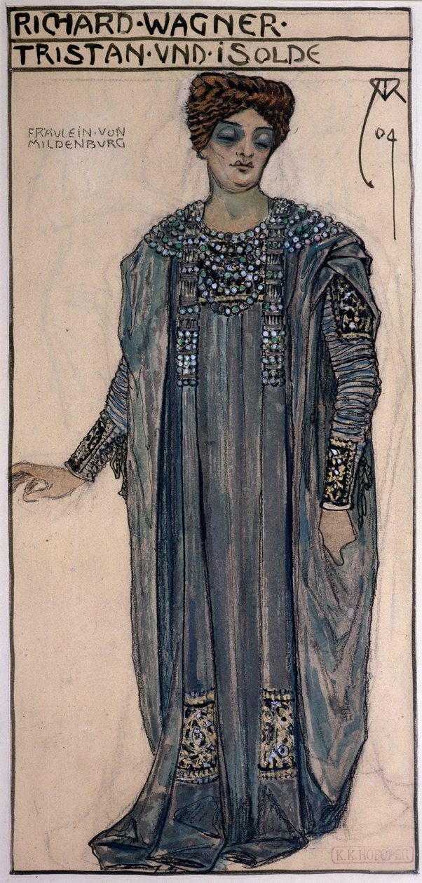 Copy of a costume design for Isolde, for a production of 'Tristan and ...
