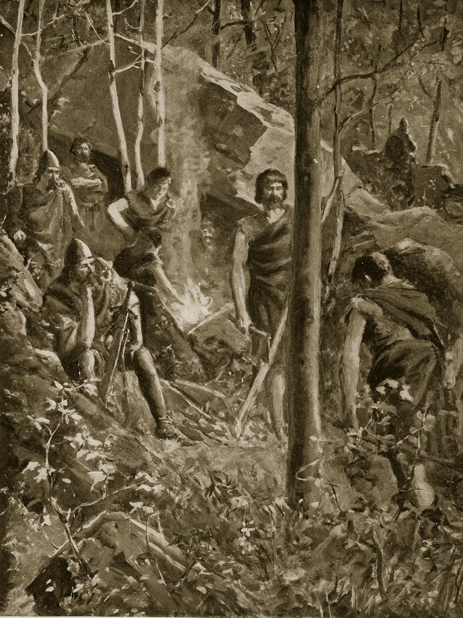 Brian Boru as an outlaw, illustration from 'Hutchinson's Story of the ...