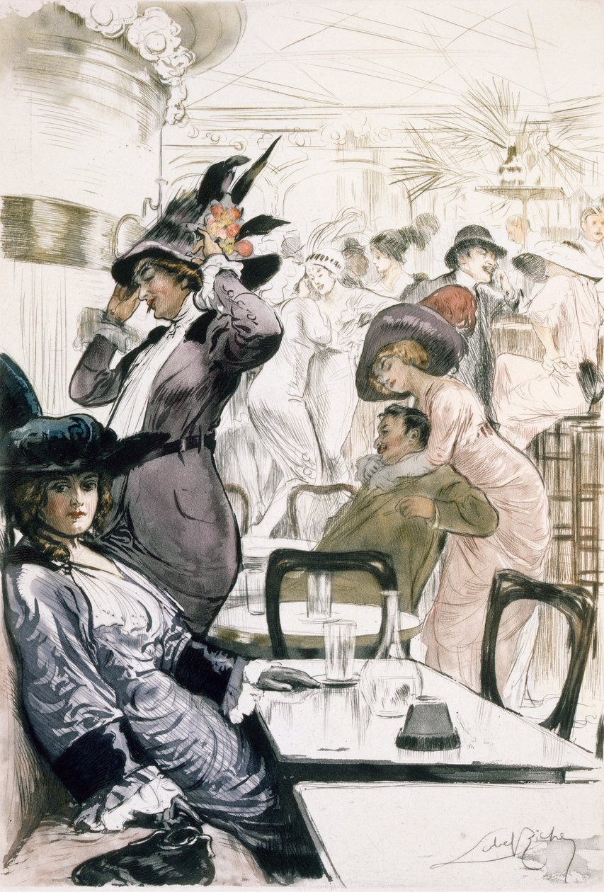 Cafe Society, from 'Paris: Moeurs, Costumes et Attitudes 1912-13, Vol ...
